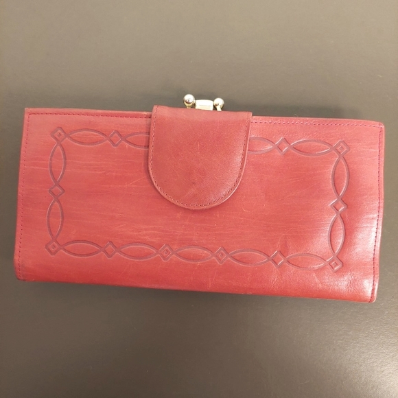 Buxton | Bags | Vintage Red Leather Buxton Checkbook Wallet W Double ...